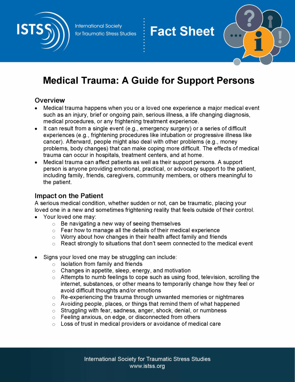 Medical Trauma | International Society for Traumatic Stress Studies